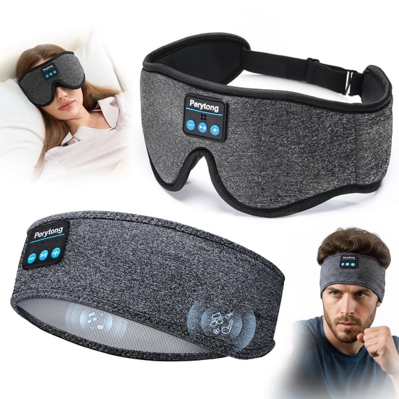 2 Pack Bluetooth Sleep Mask & Sleep Headphones, Skin-Friendly Sleeping ...