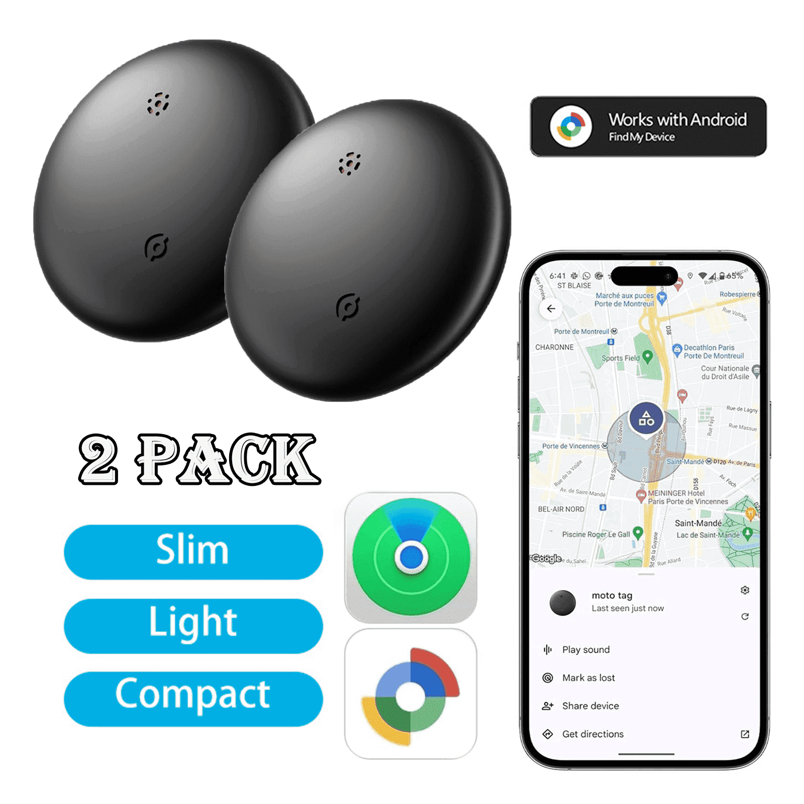 2 Pack Bluetooth Tracker, Air Tracker Tag-for iOS or Android, Smart ...