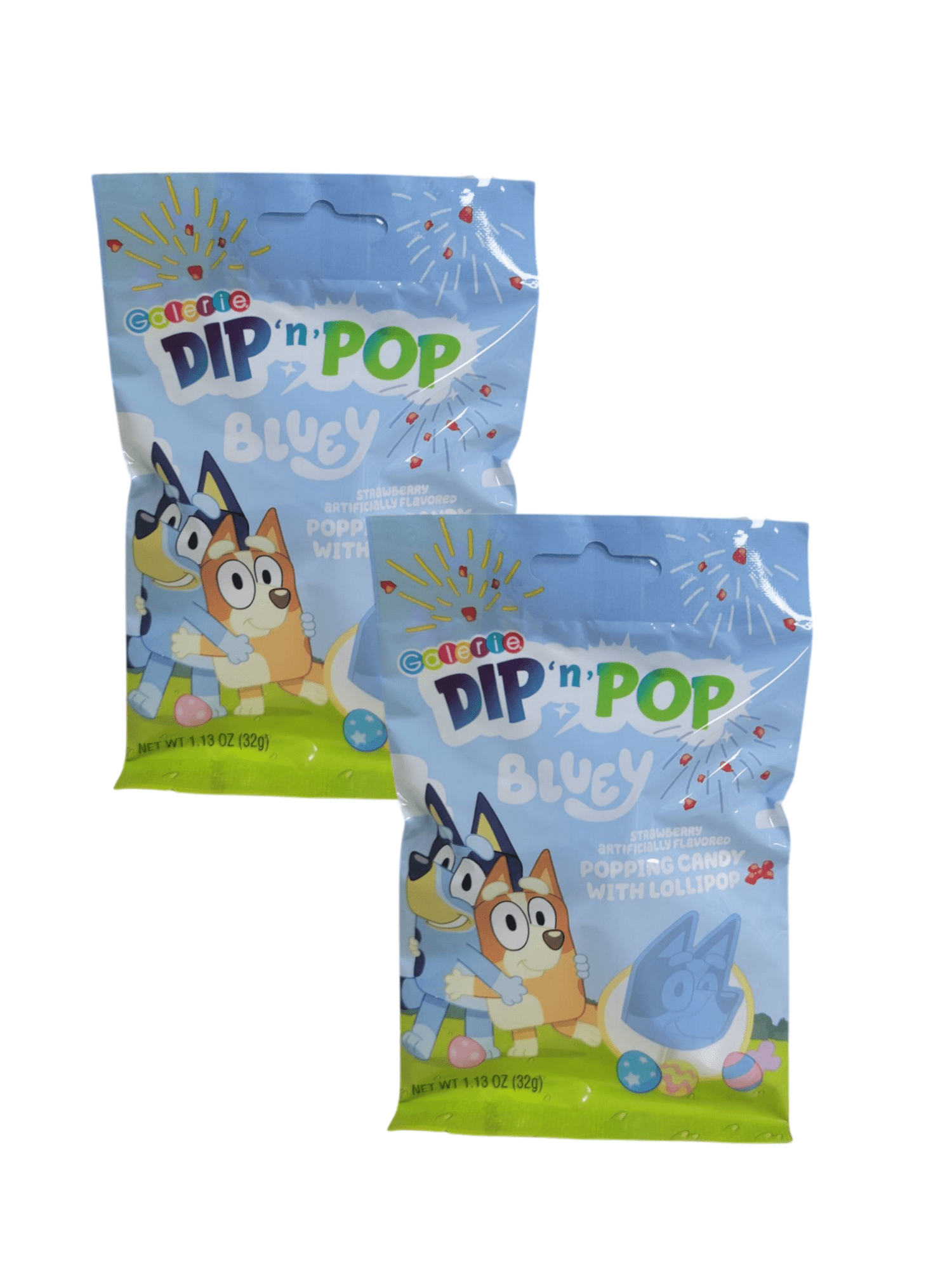 2 Pack - Bluey Galerie Dip ' n Pop Strawberry Popping Candy with ...