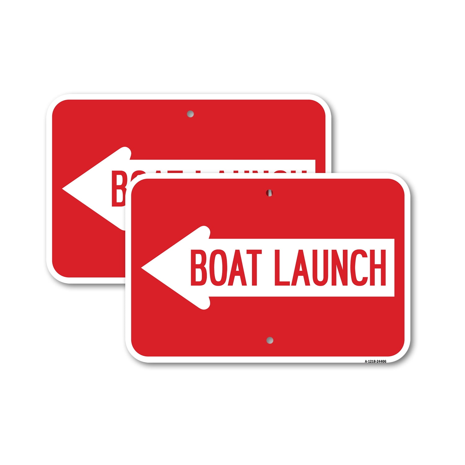 (2 Pack) Boat Launch (With Left Arrow) | 18" X 24" Heavy-Gauge Aluminum ...