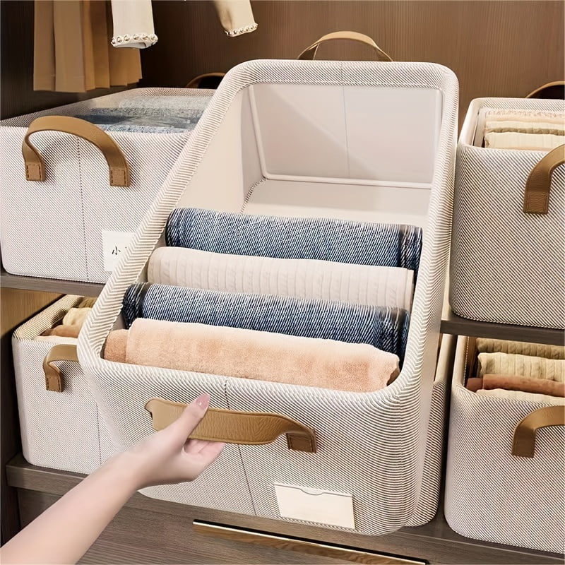 2-Pack Bohemian Style Fabric Storage Baskets with Reinforced Steel ...