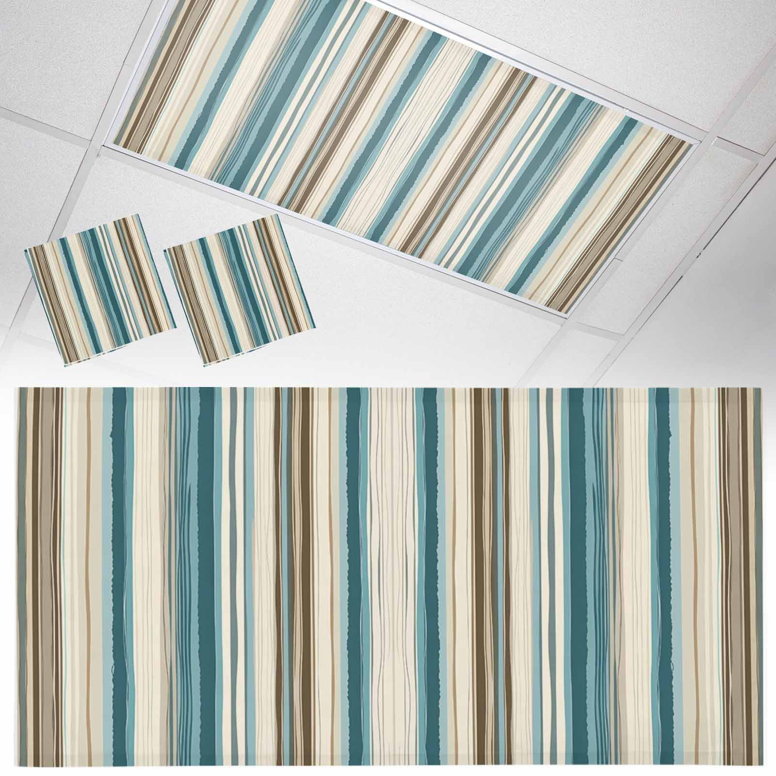 2 Pack Bohemian Vertical Stripe Fluorescent Light Covers for Ceiling ...