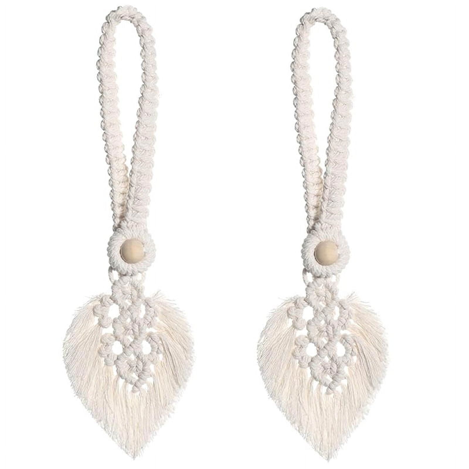 2 Pack Boho Curtain Tiebacks, Curtain Holdbacks with Adjustable Natural ...