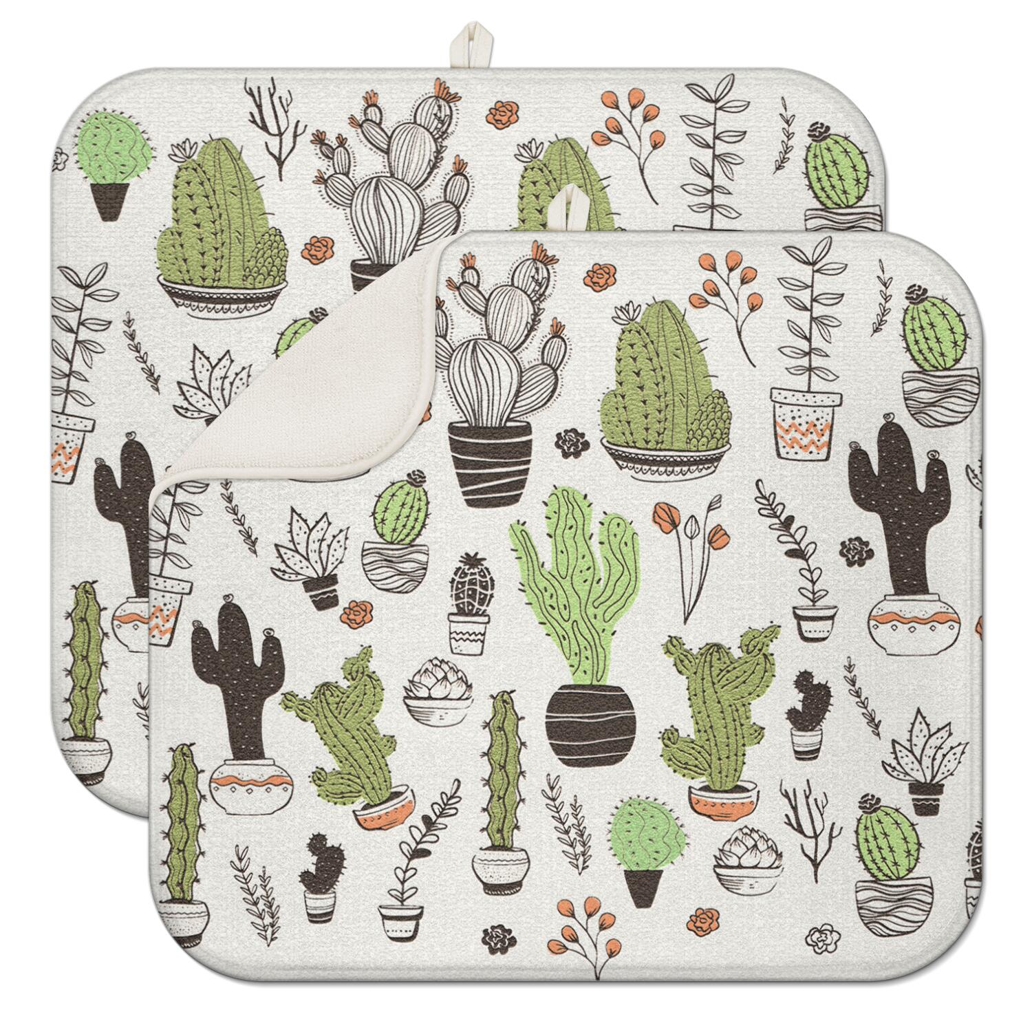 2 Pack Boho Desert Cactus Drying Mats Super Absorbent Microfiber ...