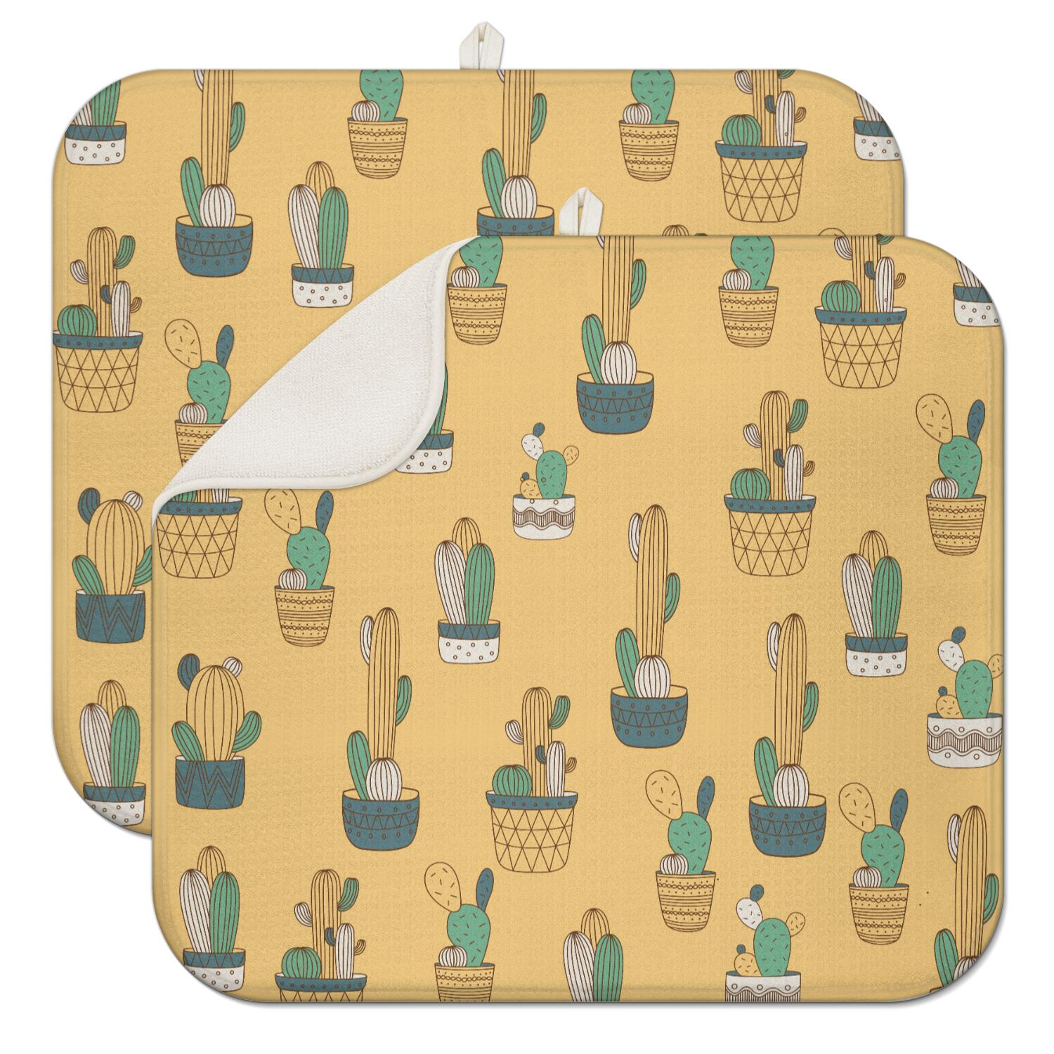2 Pack Boho Desert Cactus Drying Mats Super Absorbent Microfiber ...