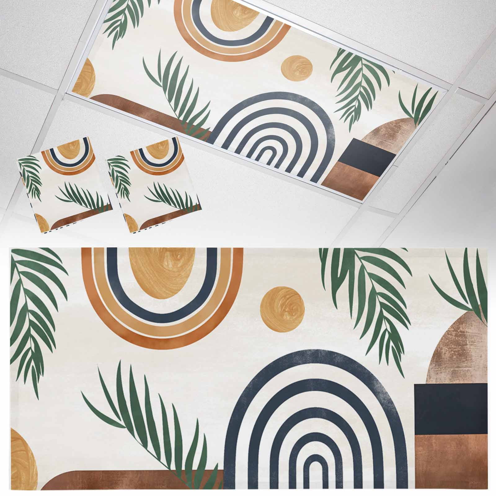2 Pack Boho Fluorescent Light Covers for Ceiling Lights Leaf Geometric ...
