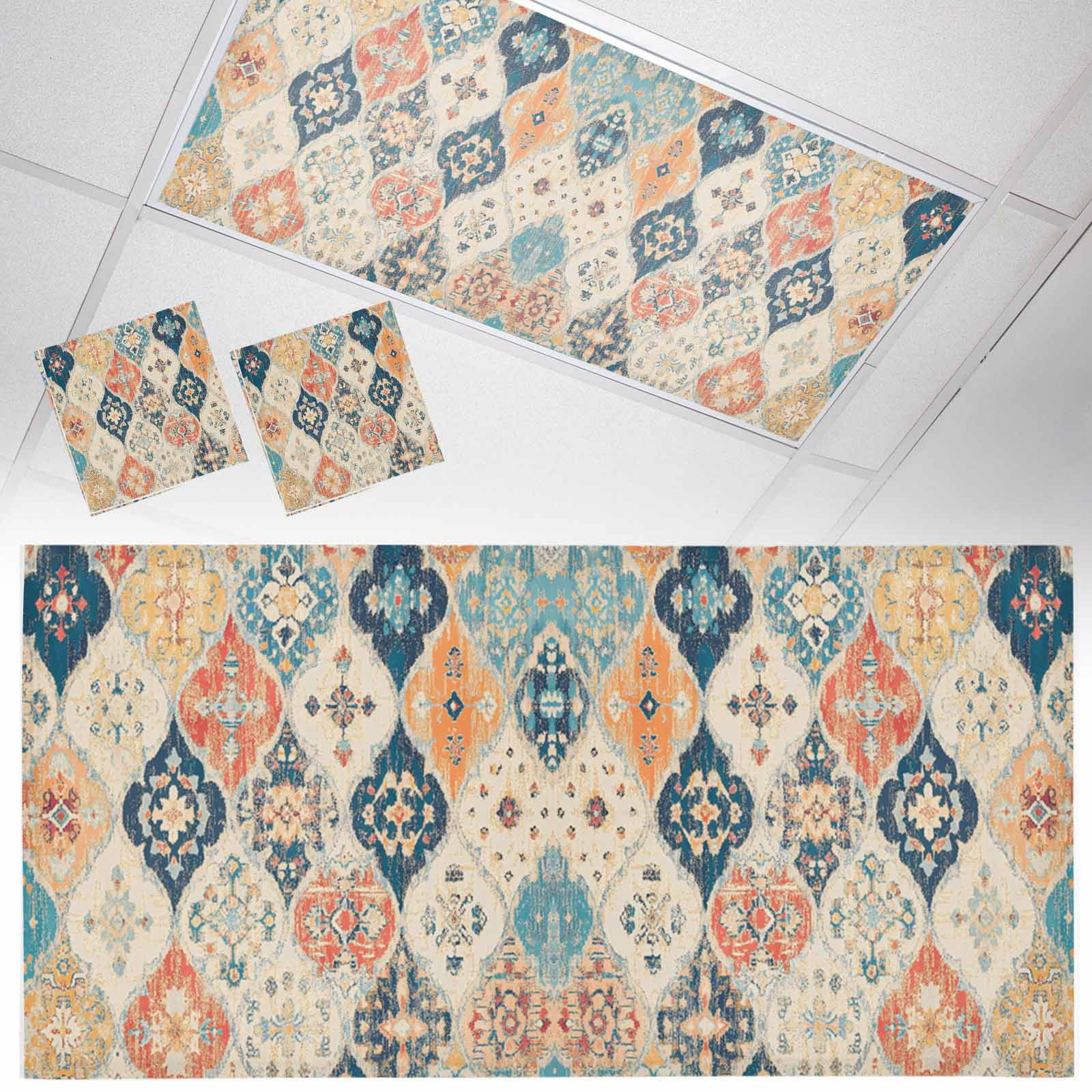 2 Pack Boho Fluorescent Light Covers for Ceiling Lights Vintage Orange ...