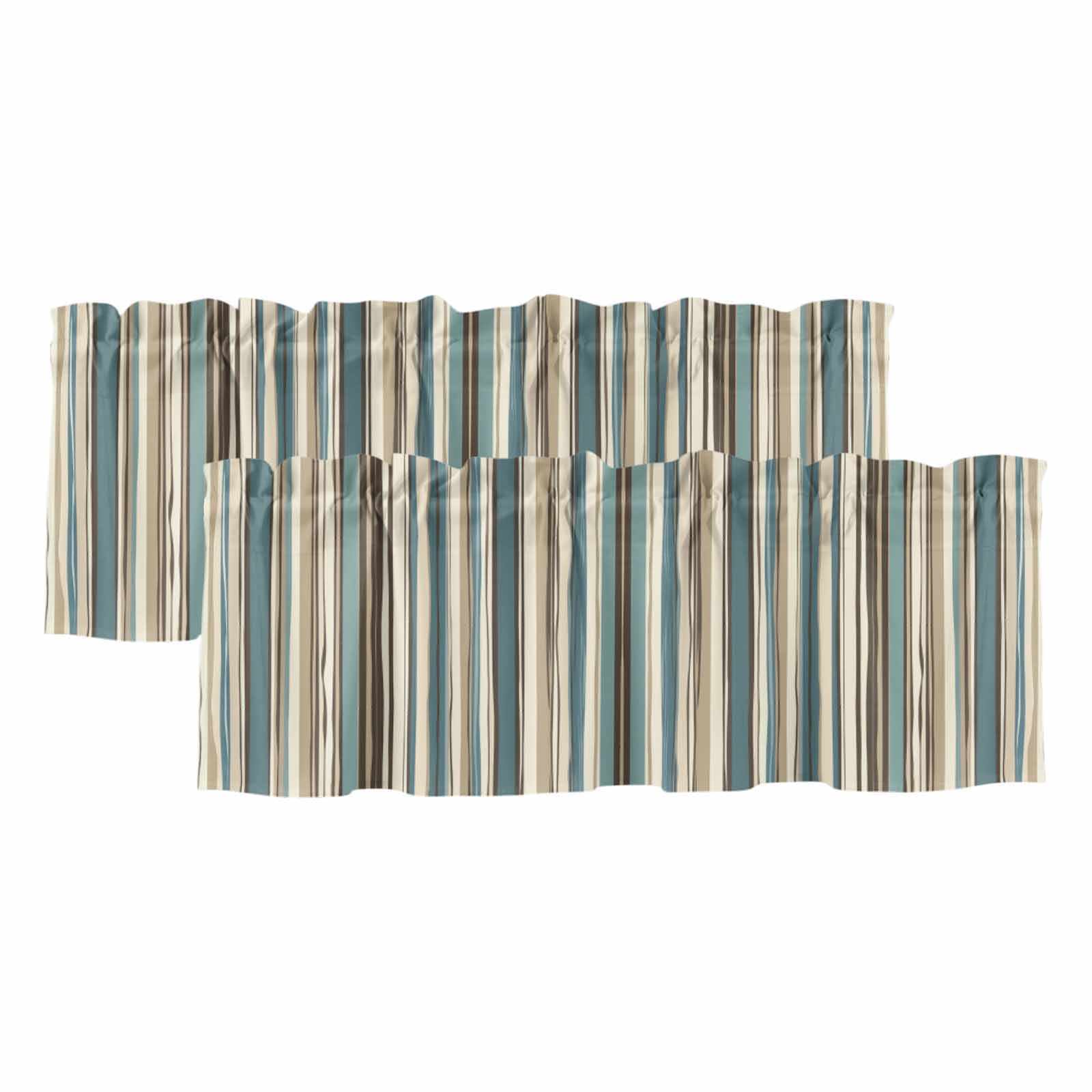 2 Pack Boho Vertical Stripes Valance for Window Green Beige Simple ...