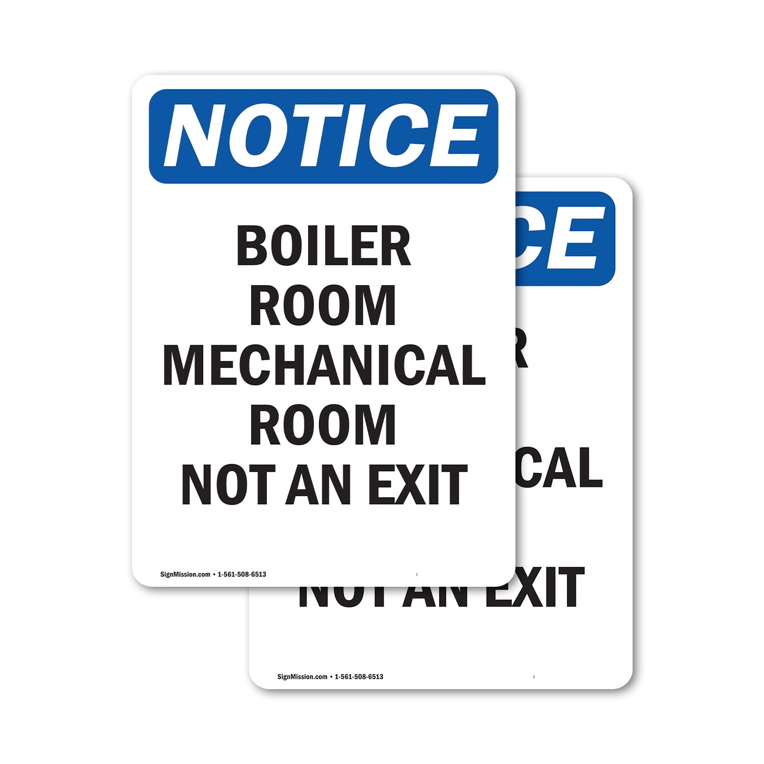 (2 Pack) Boiler Room Mechanical Room Not An Exit OSHA Notice Sign ...