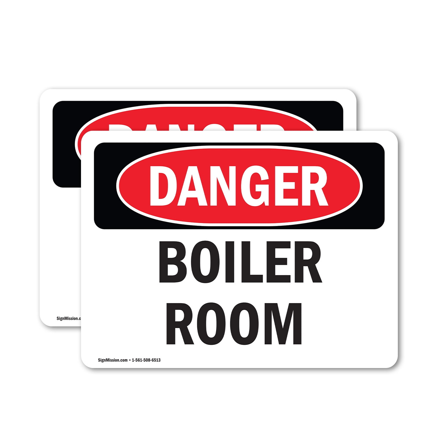 (2 Pack) Boiler Room OSHA Danger Sign 24 Inch X 18 Inch Vinyl Label ...