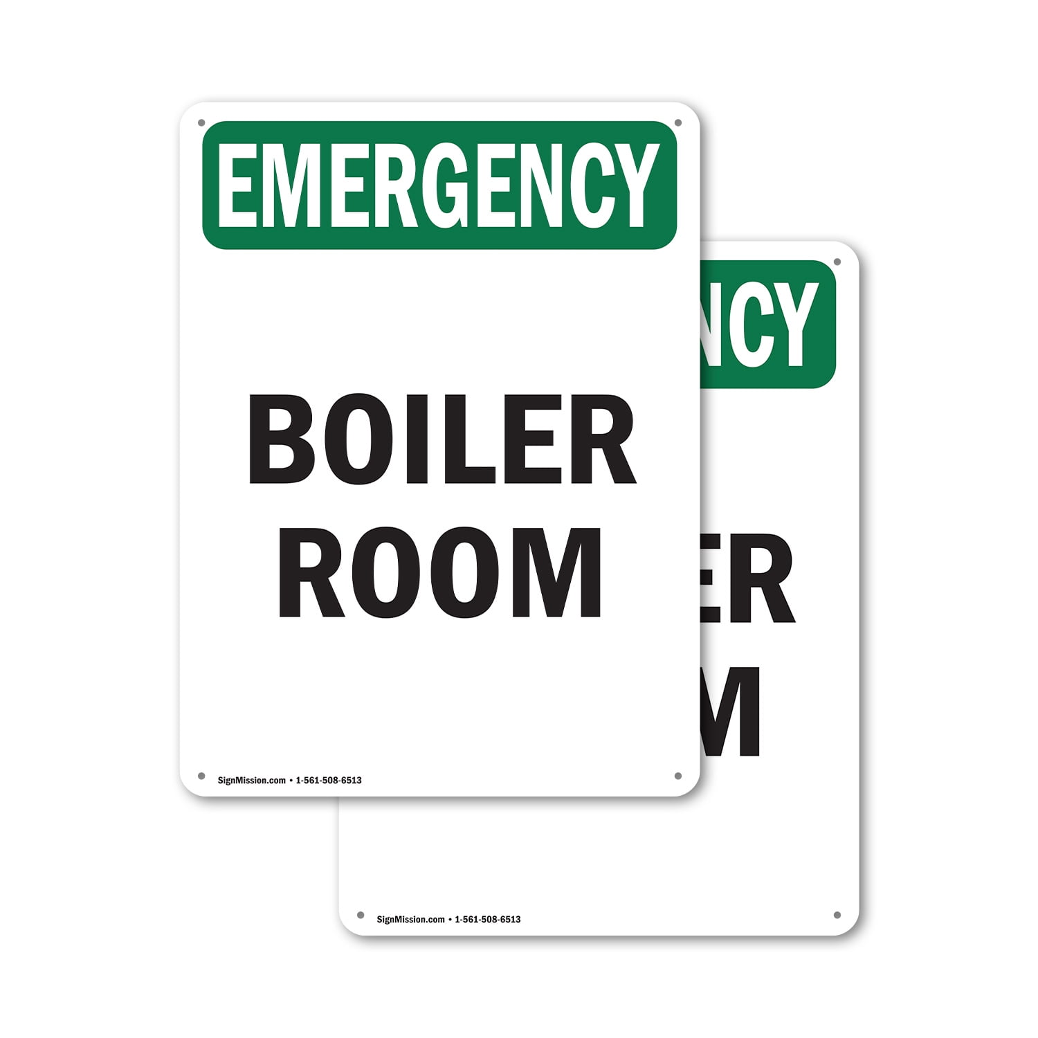 (2 Pack) Boiler Room OSHA Emergency Sign 12 Inch X 18 Inch Indoor ...