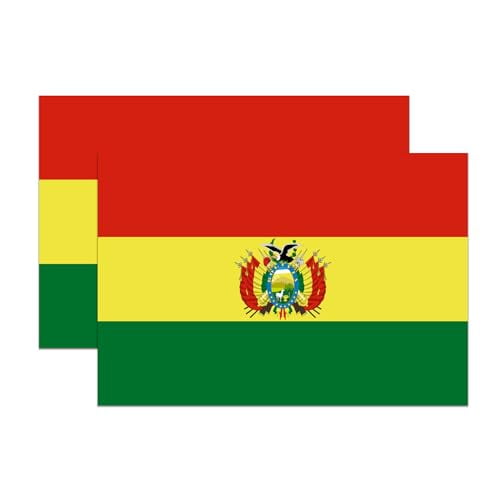 (2 Pack) Bolivia World Flag Stickers - Bolivian Pride - 5 Inches On ...