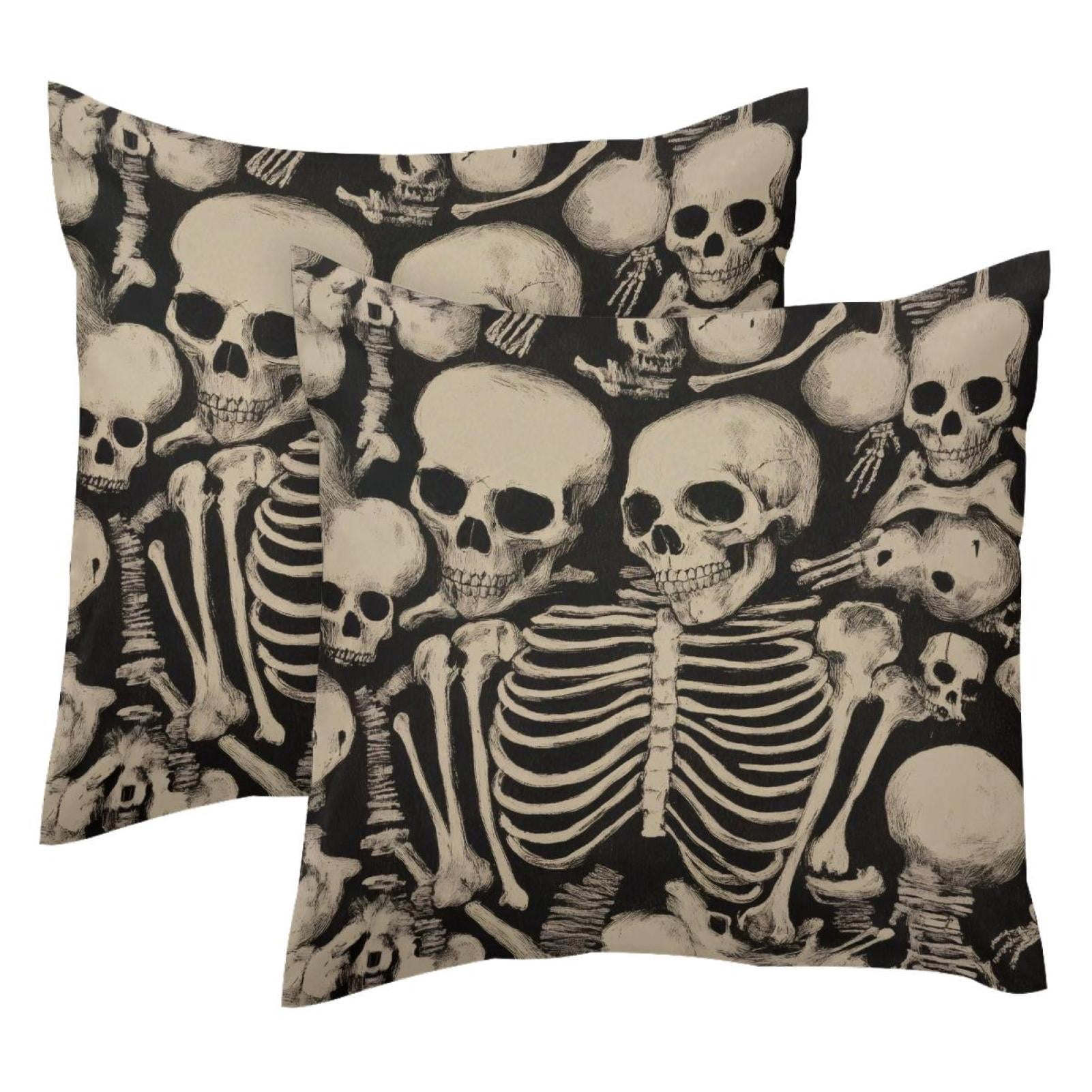 2 Pack Bones and Skeleton Throw Pillow Covers 20x20 Inch, Square ...