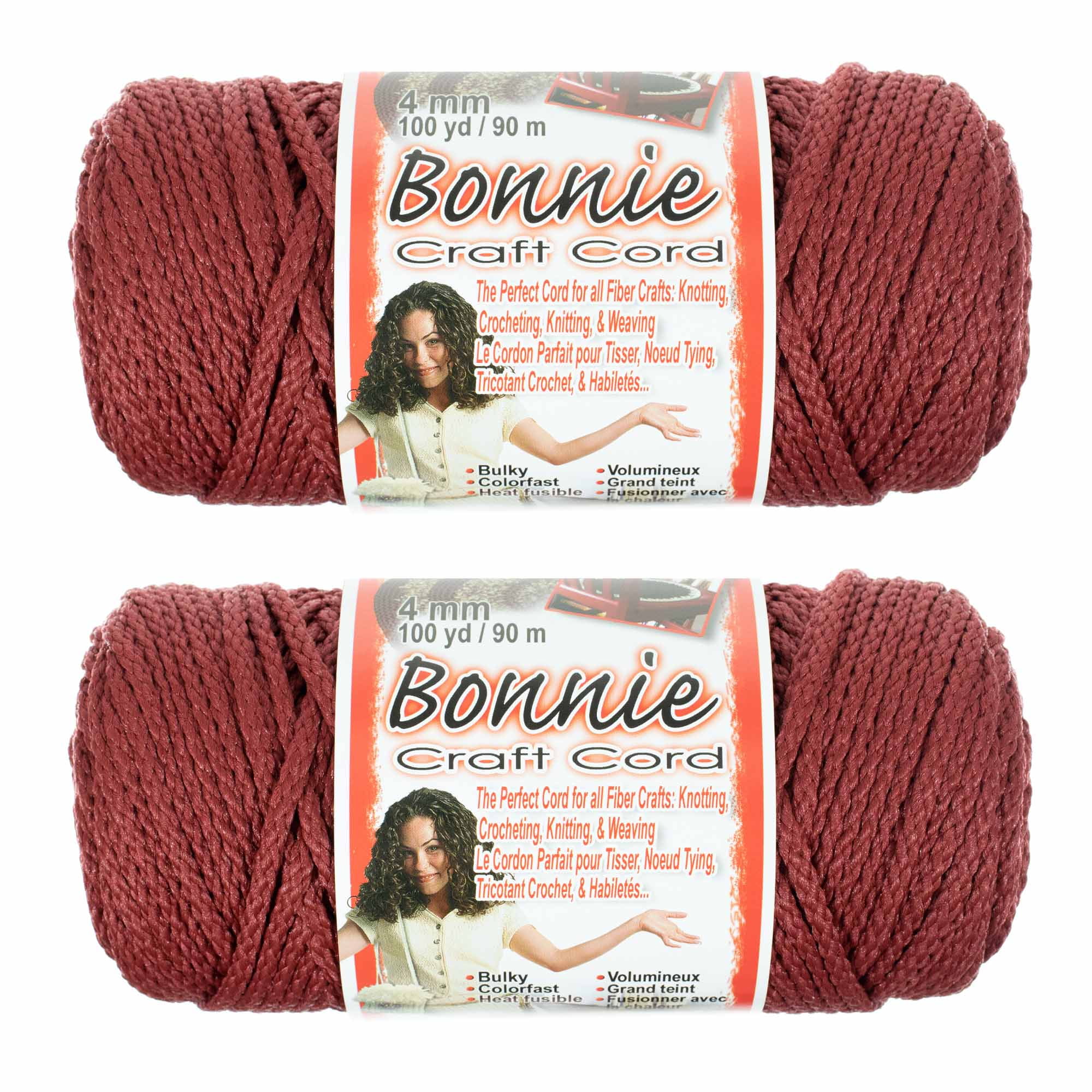 2 Pack Bonnie Macrame Cord - 4mm - 100 yd Lengths - Various Colors ...