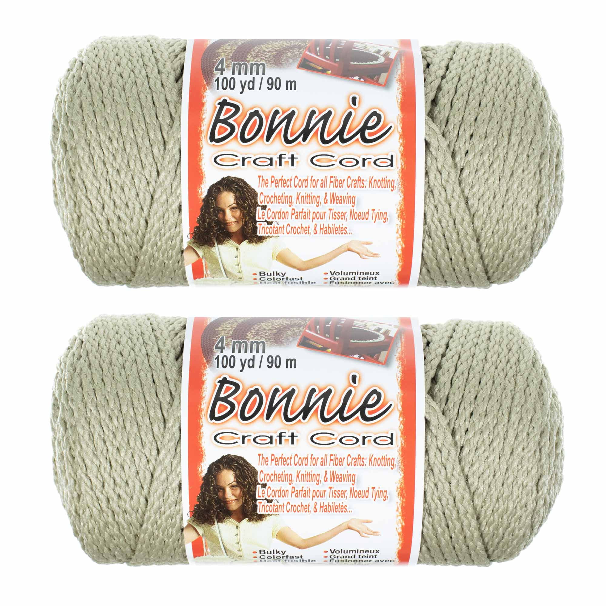 2 Pack Bonnie Macrame Cord - 4mm - 100 yd Lengths - Various Colors ...