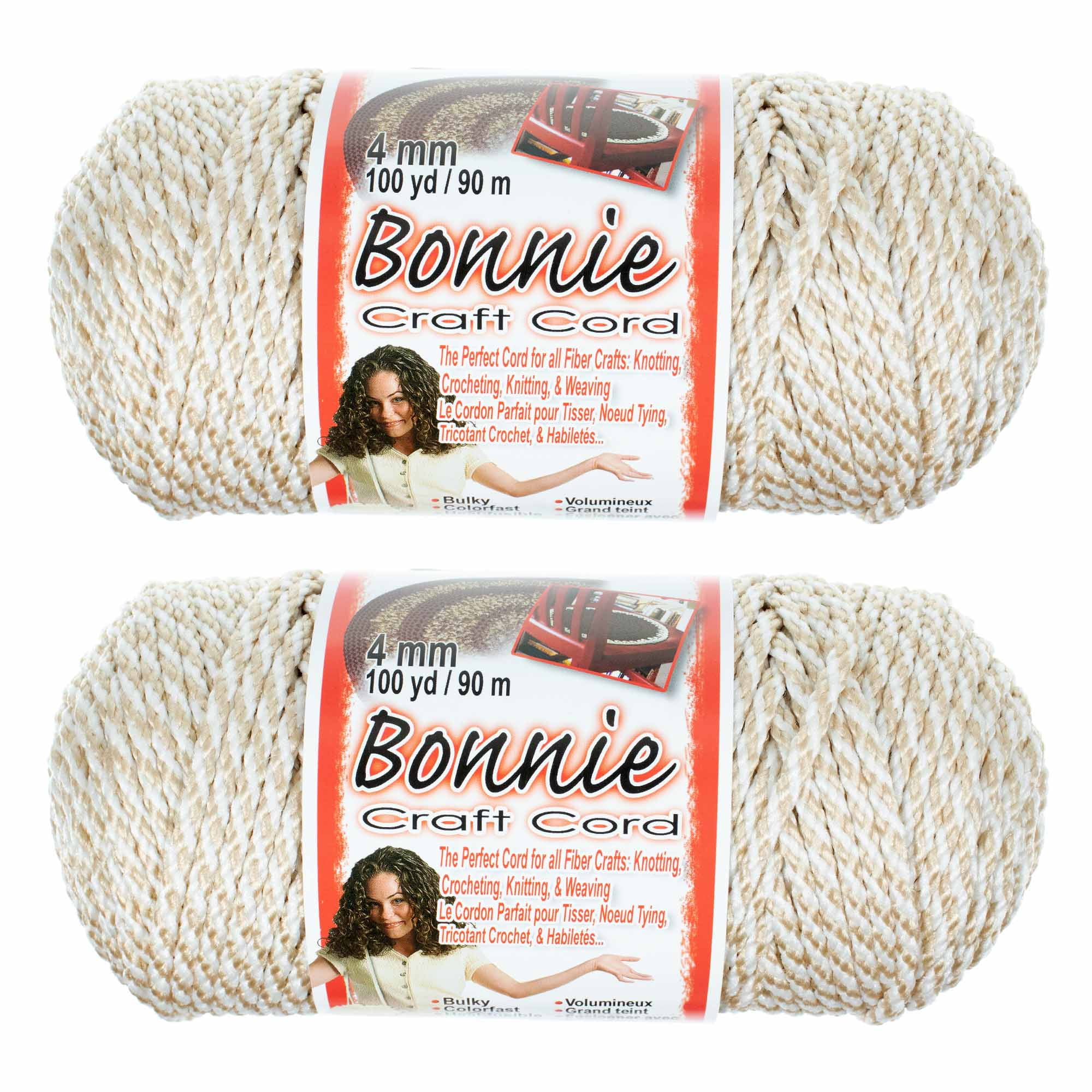 2 Pack Bonnie Macrame Cord - 4mm - 100 yd Lengths - Various Colors ...