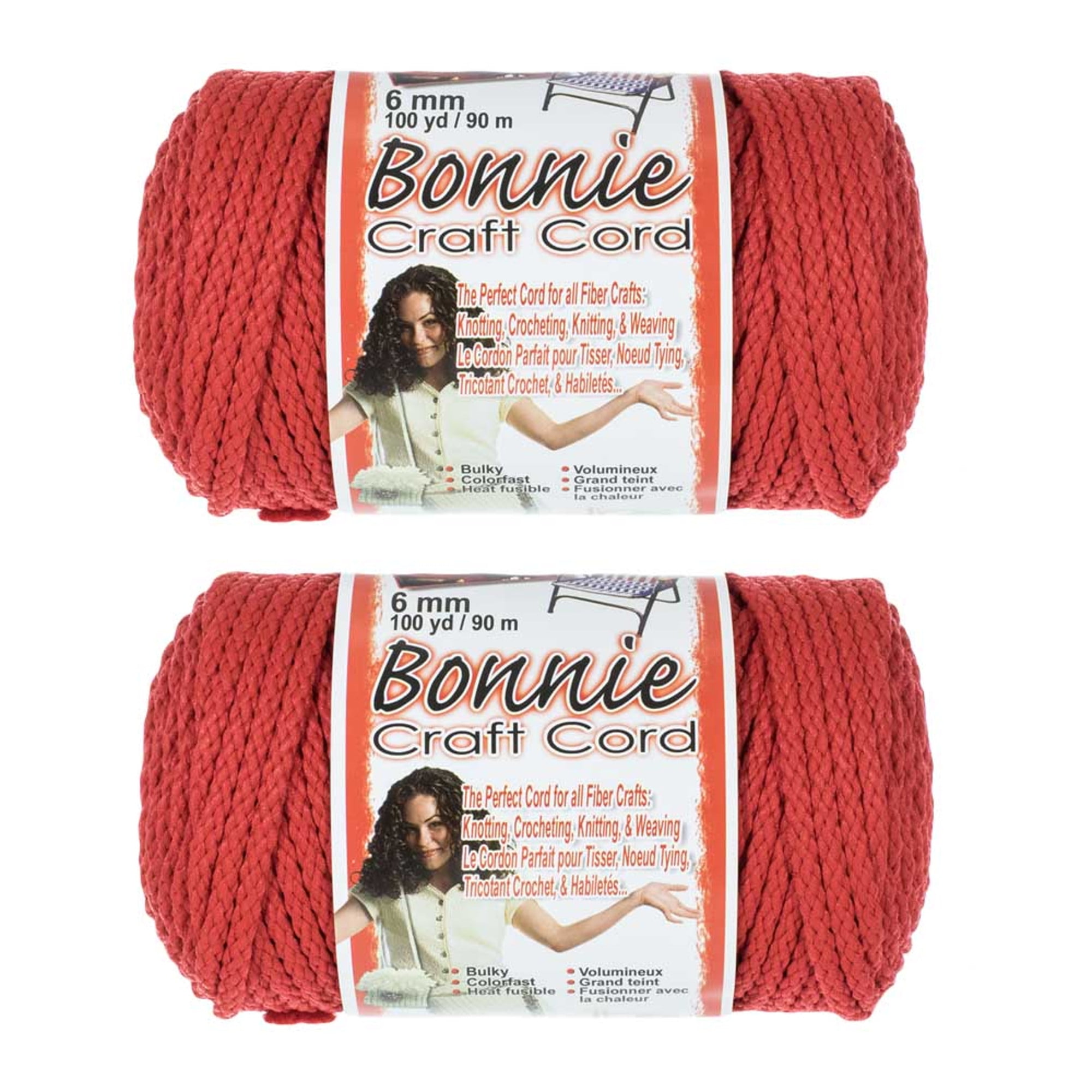 2 Pack Bonnie Macrame Cord - 6mm - 100 yd Lengths - Various Colors ...