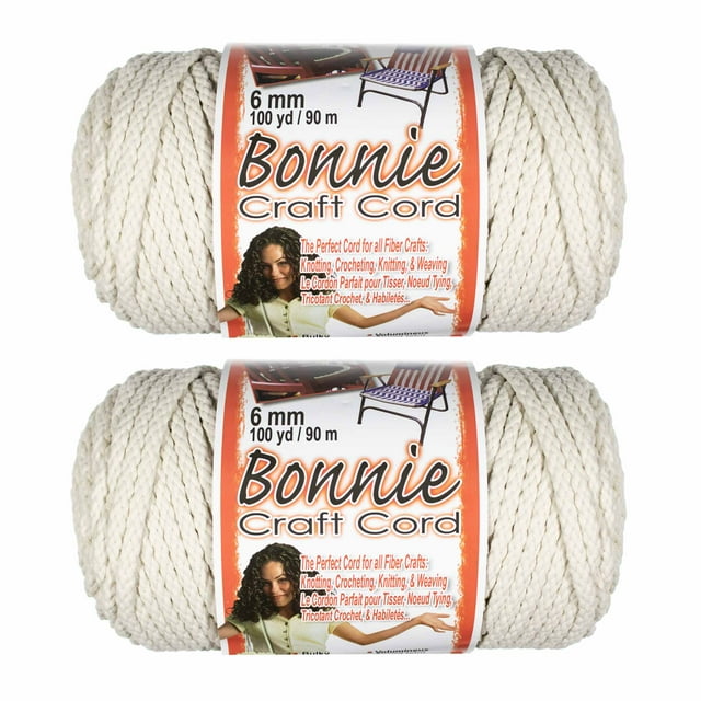 2 Pack Bonnie Macrame Cord - 6mm - 100 yd Lengths - Various Colors ...