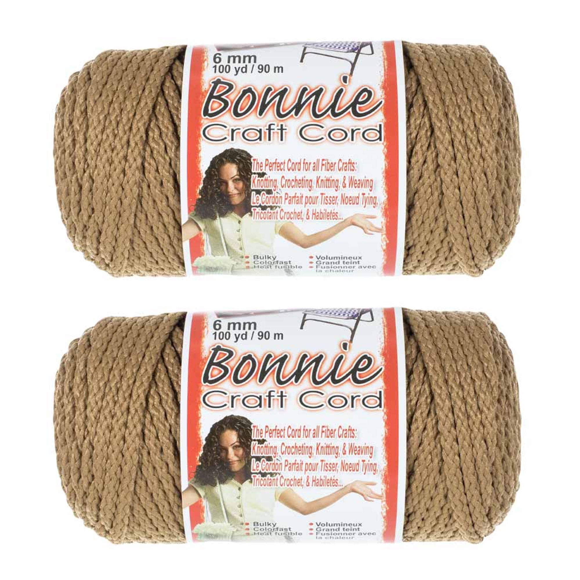 2 Pack Bonnie Macrame Cord - 6mm - 100 yd Lengths - Various Colors ...