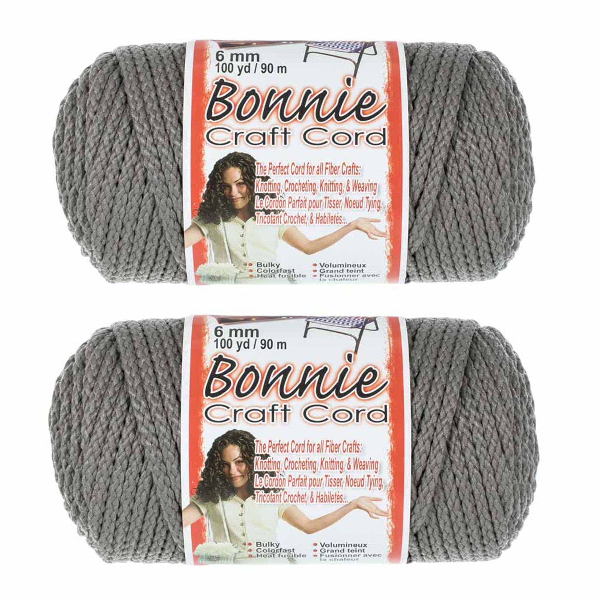 2 Pack Bonnie Macrame Cord - 6mm - 100 yd Lengths - Various Colors ...
