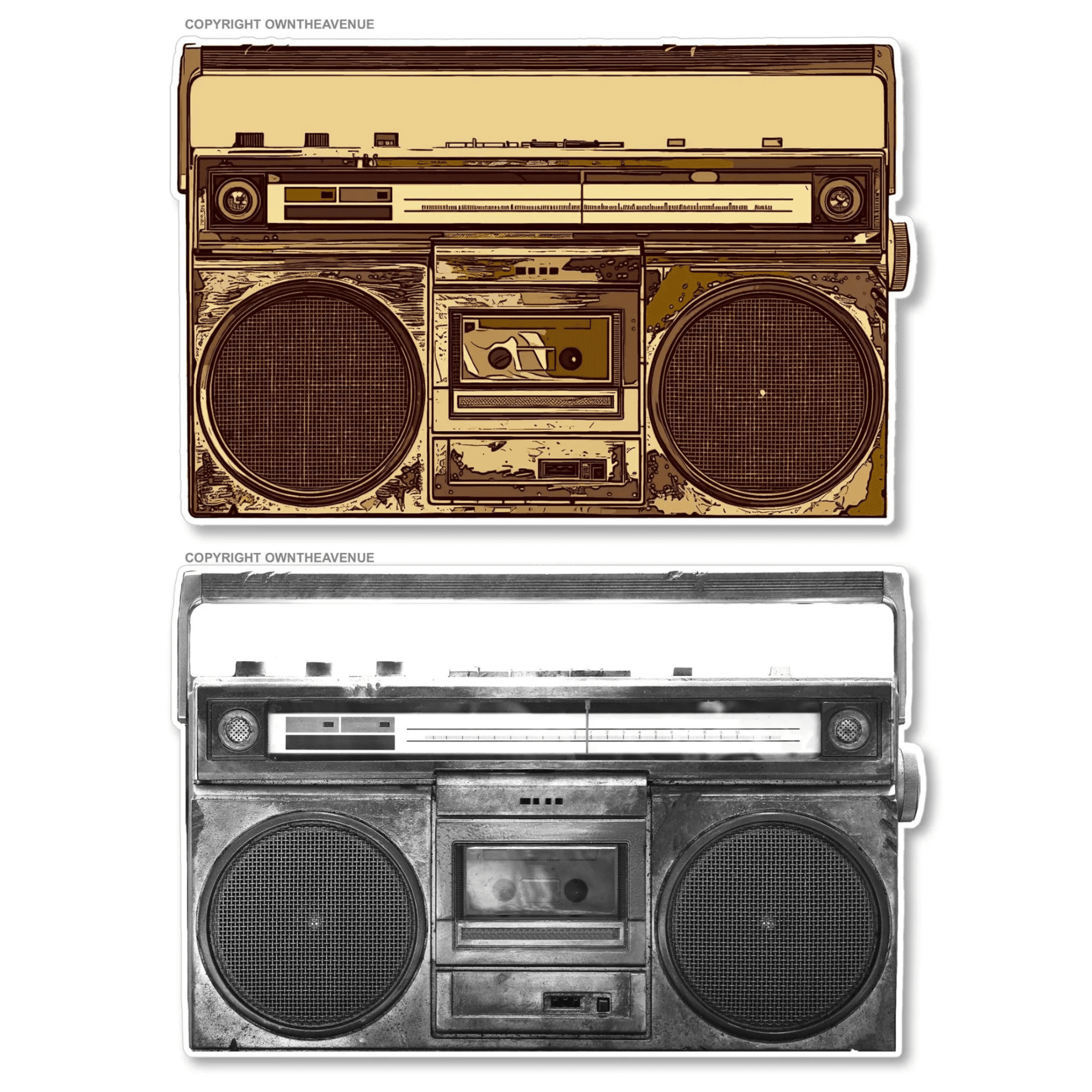 2 Pack - Boombox Hip Hop Music Vintage Style Vinyl Sticker Decals 3.5 ...