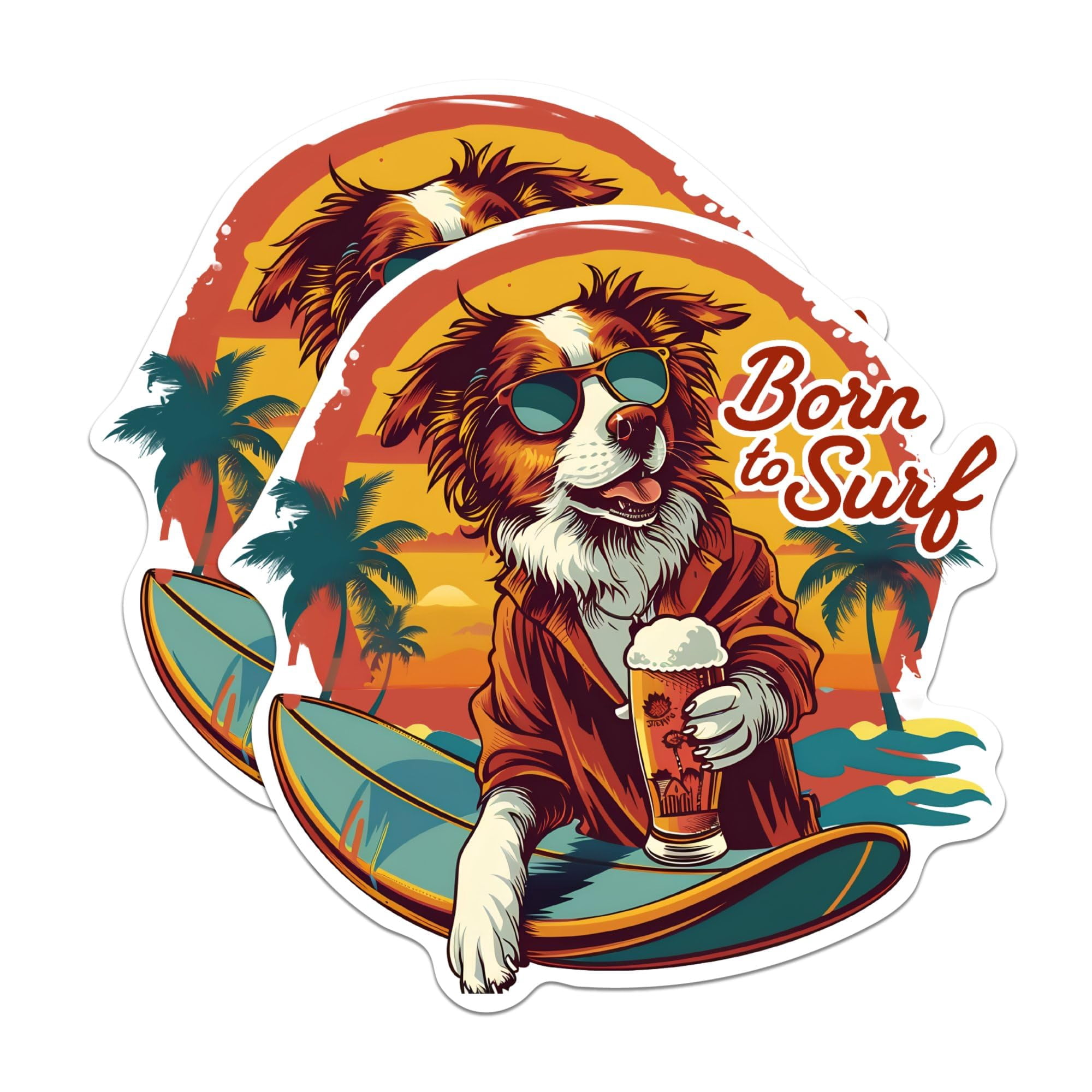 (2 Pack) Born to Surf Magnets - Surfing Magnets - Beach Bum - 5" On ...