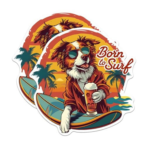 (2 Pack) Born to Surf Stickers - Surfing Stickers - Beach Bum - 5 ...