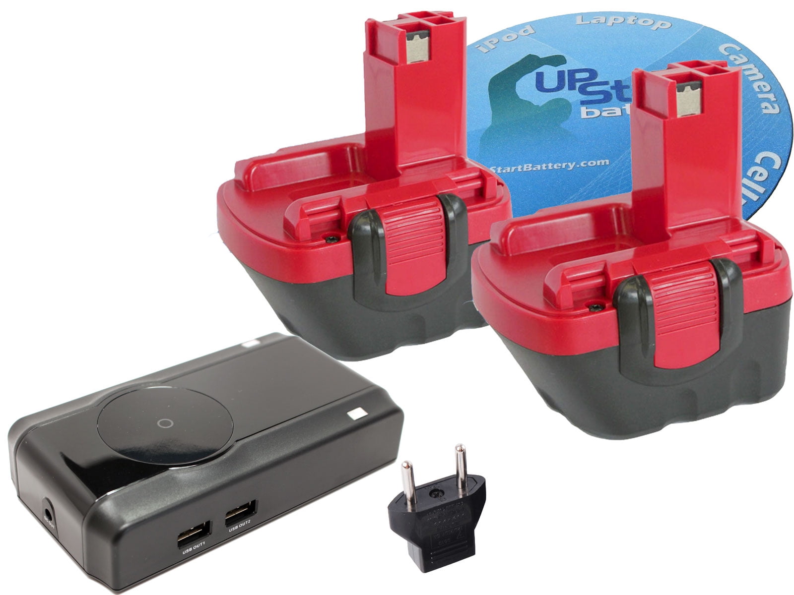 2-Pack Bosch 12V Battery and Charger with EU Adapter Replacement ...