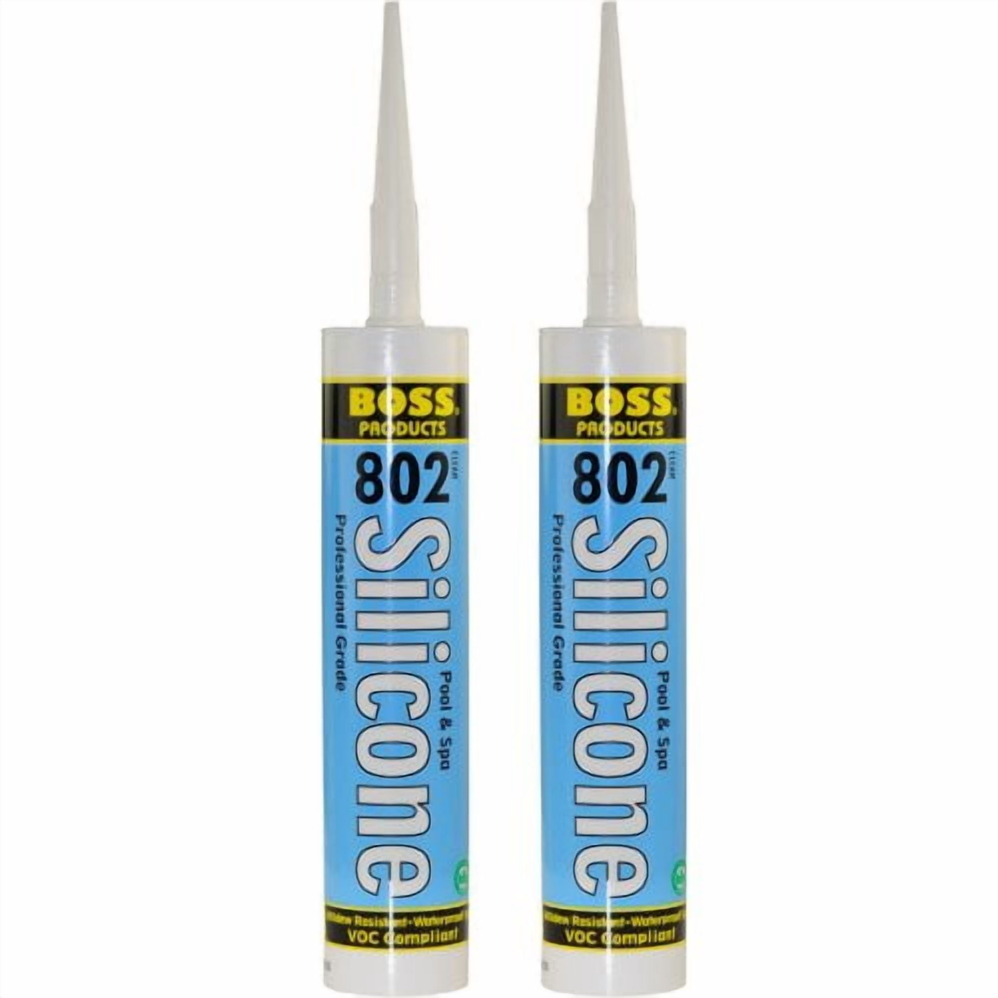 2-Pack Boss 802 Clear Pro Grade Silicone Sealant for Pool, spa ...