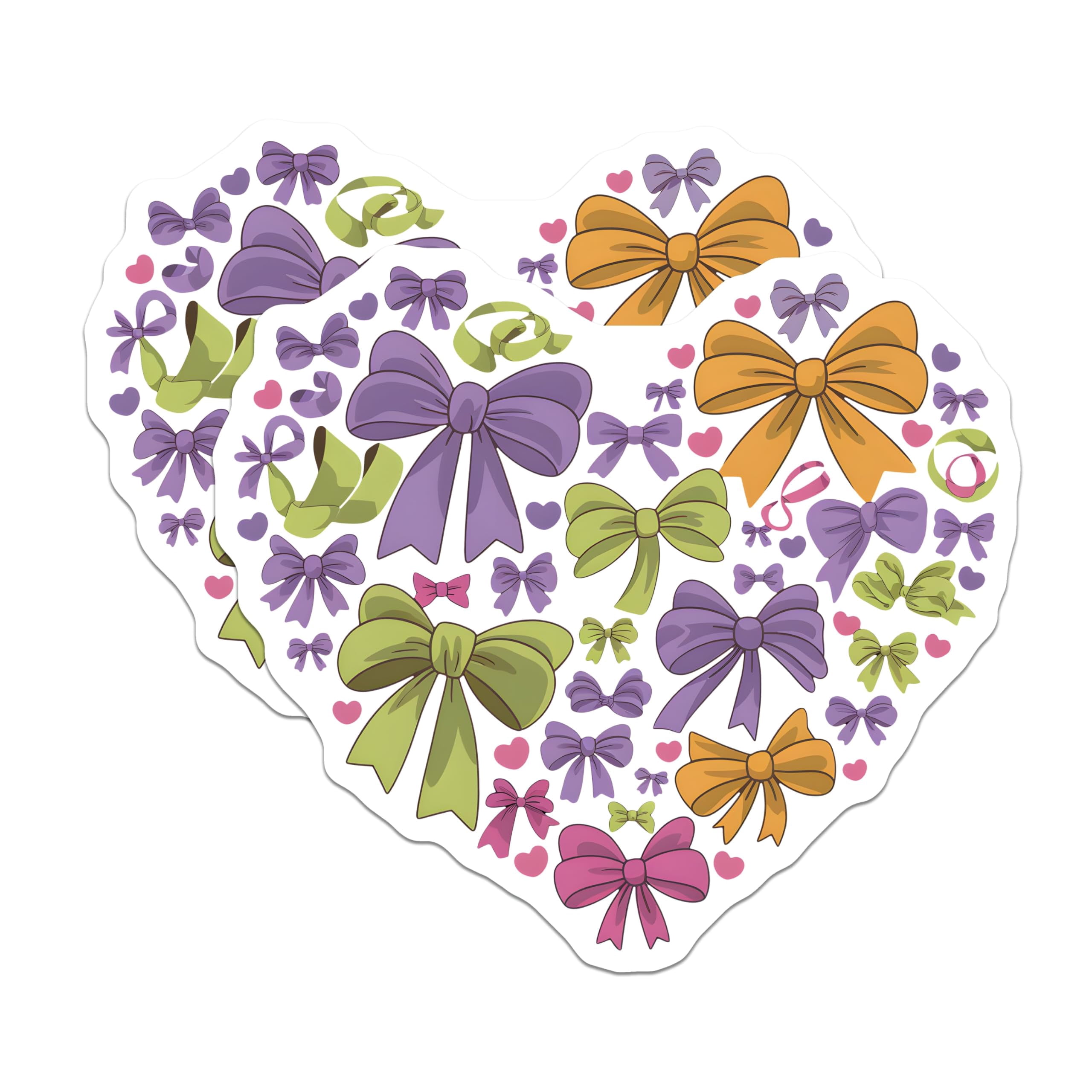 (2 Pack) Bow Heart Stickers - Cute Bows - Decorative Stickers - 5" On ...