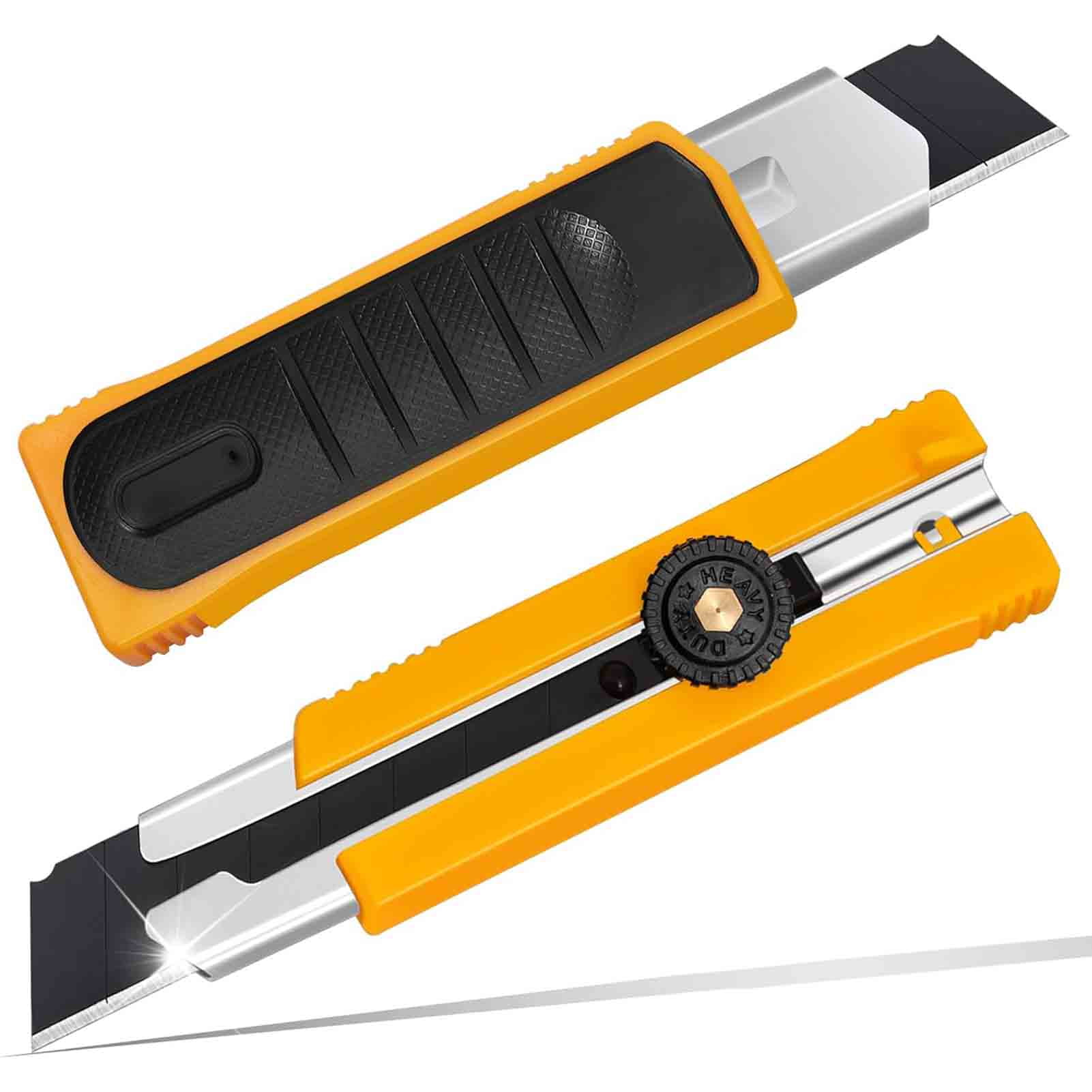 2 Pack Box Cutter Retractable Heavy Duty,Ergonomic Razor Knife,Multi ...