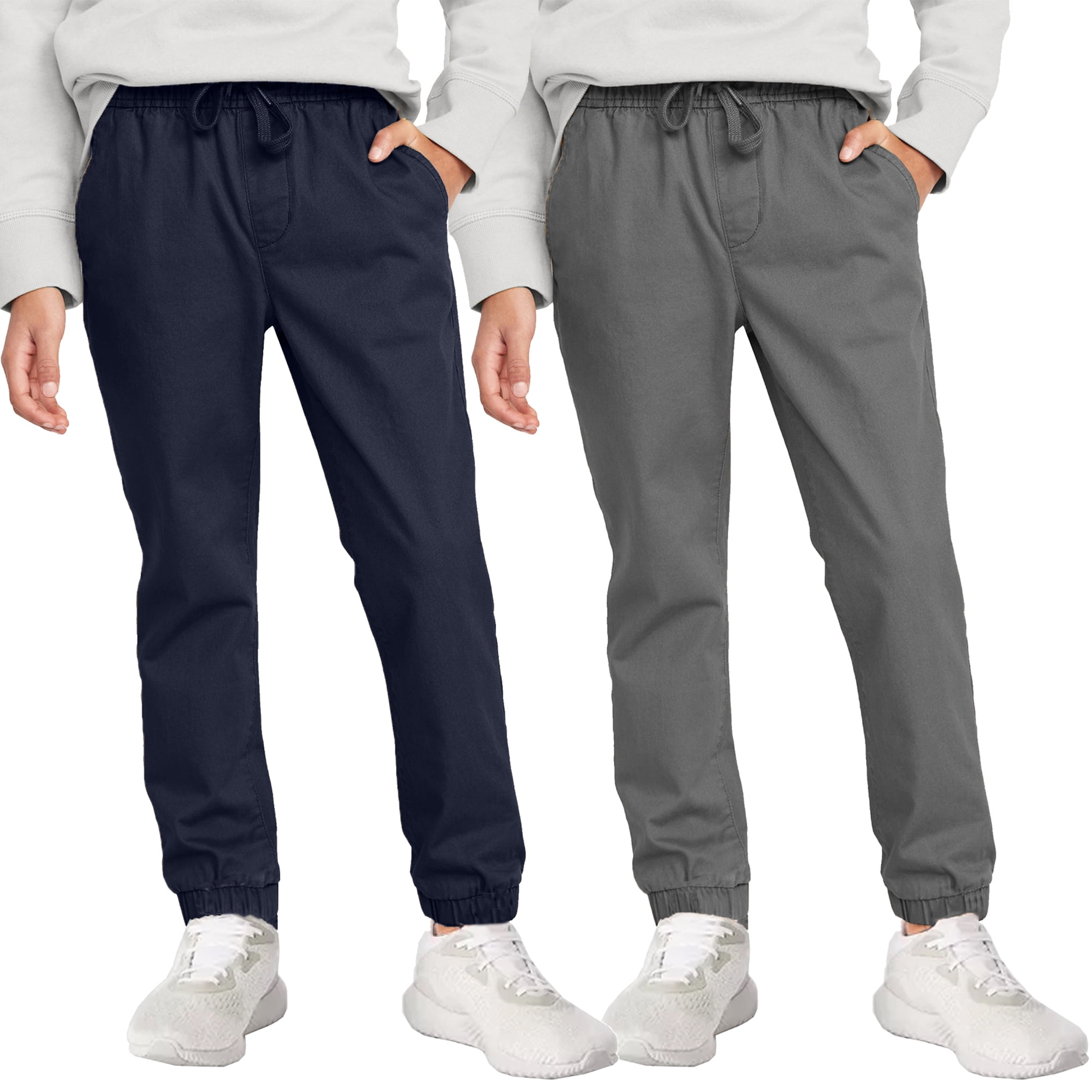 2-Pack Boy's Slim Fitting Cotton Stretch Classic Twill Joggers ...