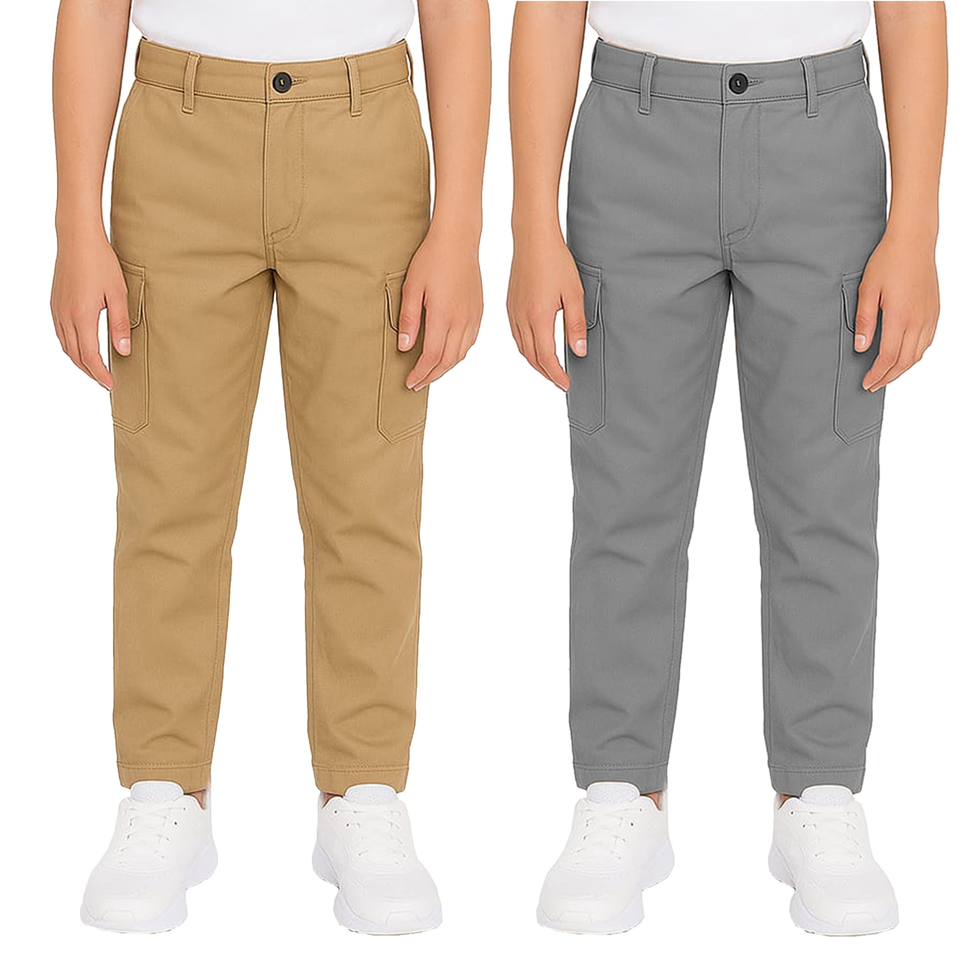 2-Pack Boy’s Super Stretch Cotton Cargo Pants – Comfortable ...