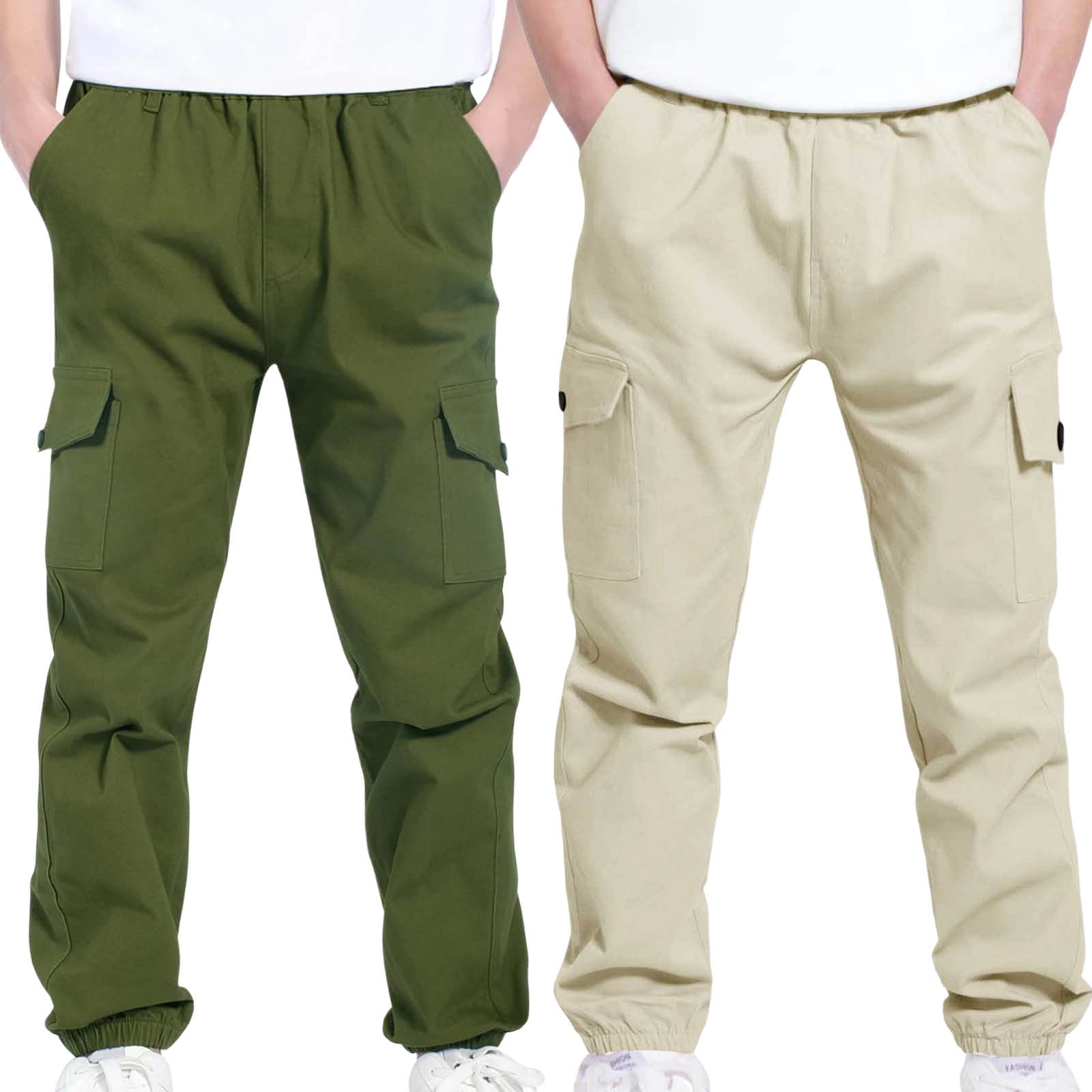 2-Pack Boys Jogger Cargo Pants, School Pants Toddler Boy Loose Casual ...