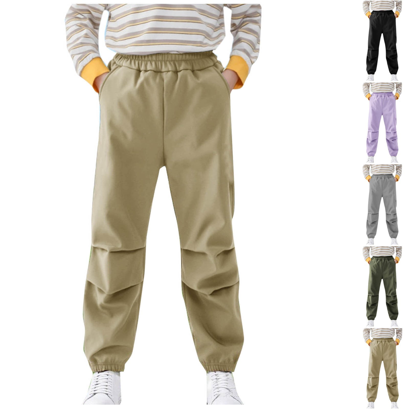 2 Pack Boys Quick-Dry Cargo Pants with Pockets Lightweight Elastic ...