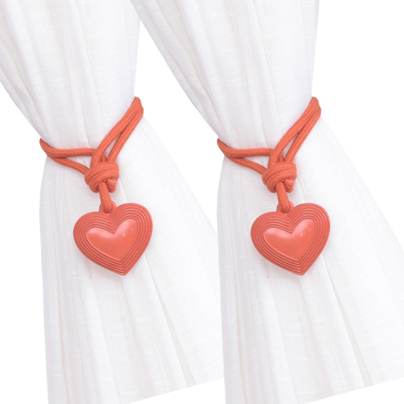 2 Pack Braided Rope Curtain Accessories Tiebacks with Heart Pendant for ...