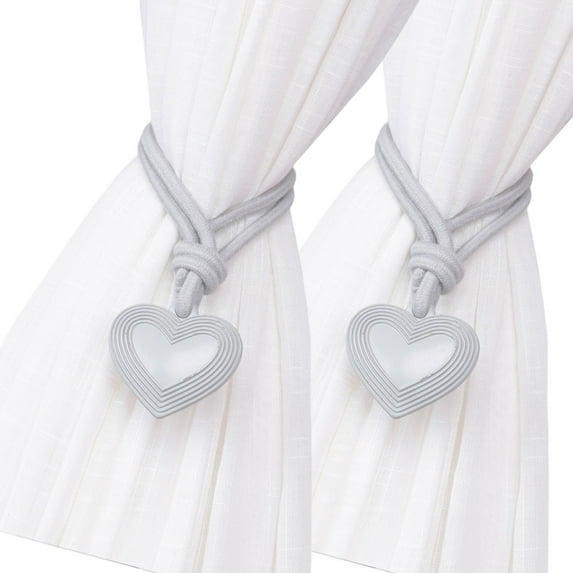 2 Pack Braided Rope Curtain Accessories Tiebacks with Heart Pendant for ...