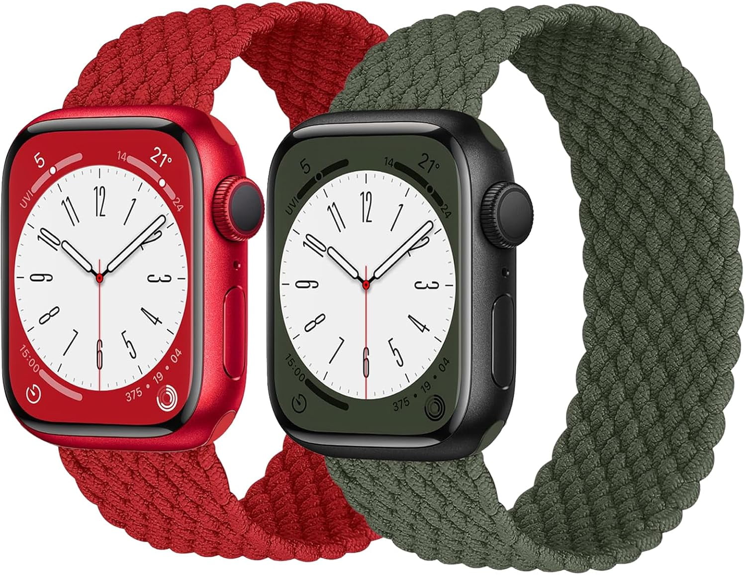 2 Pack Braided Solo Loop For Apple Watch Band 40mm 41mm 42mm 44m 45mm ...