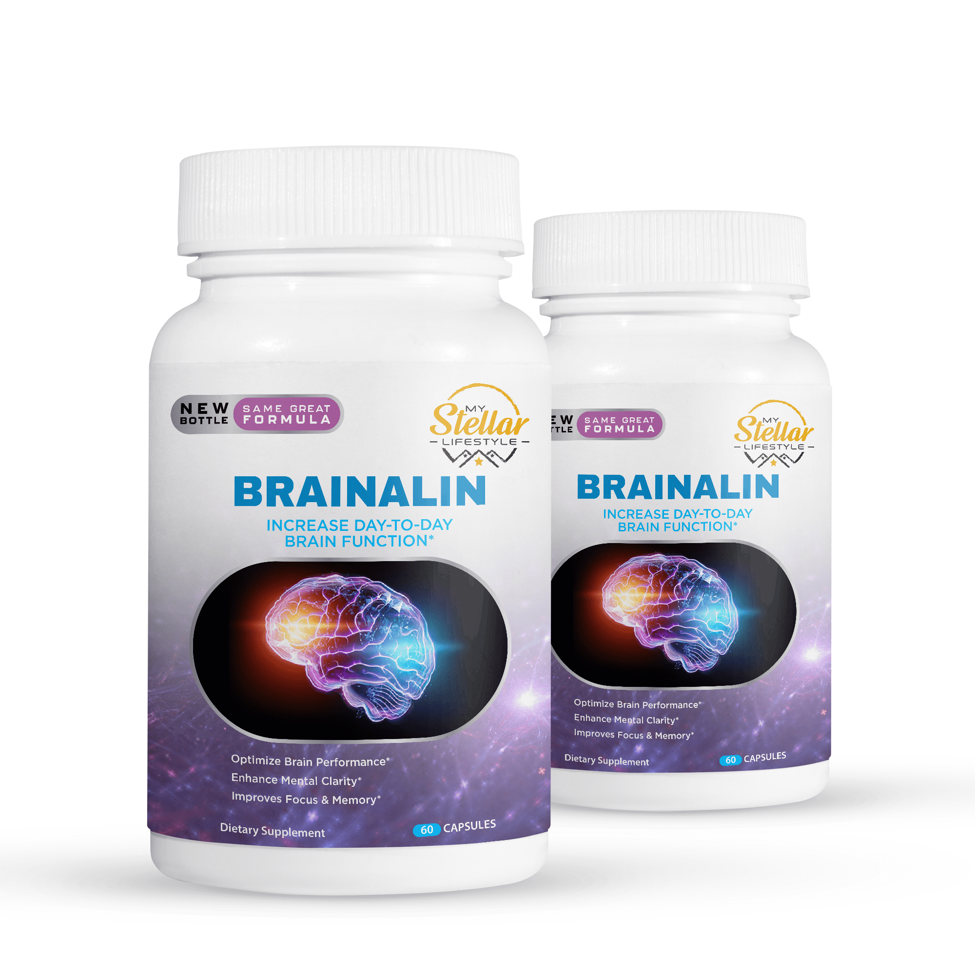 2 Pack Brainalin, promotes mental clarity & cognitive functions-60 ...