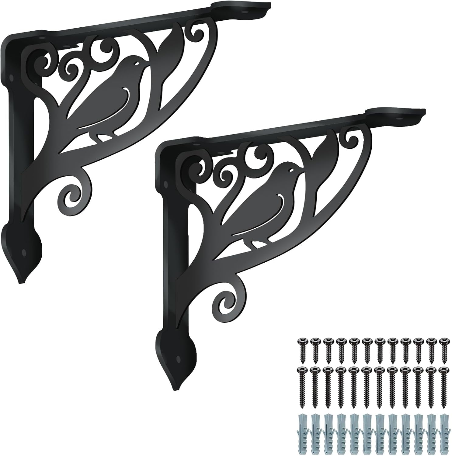 2 Pack Branches and Bird Shelves Brackets Heavy Duty Decorative Shelf ...