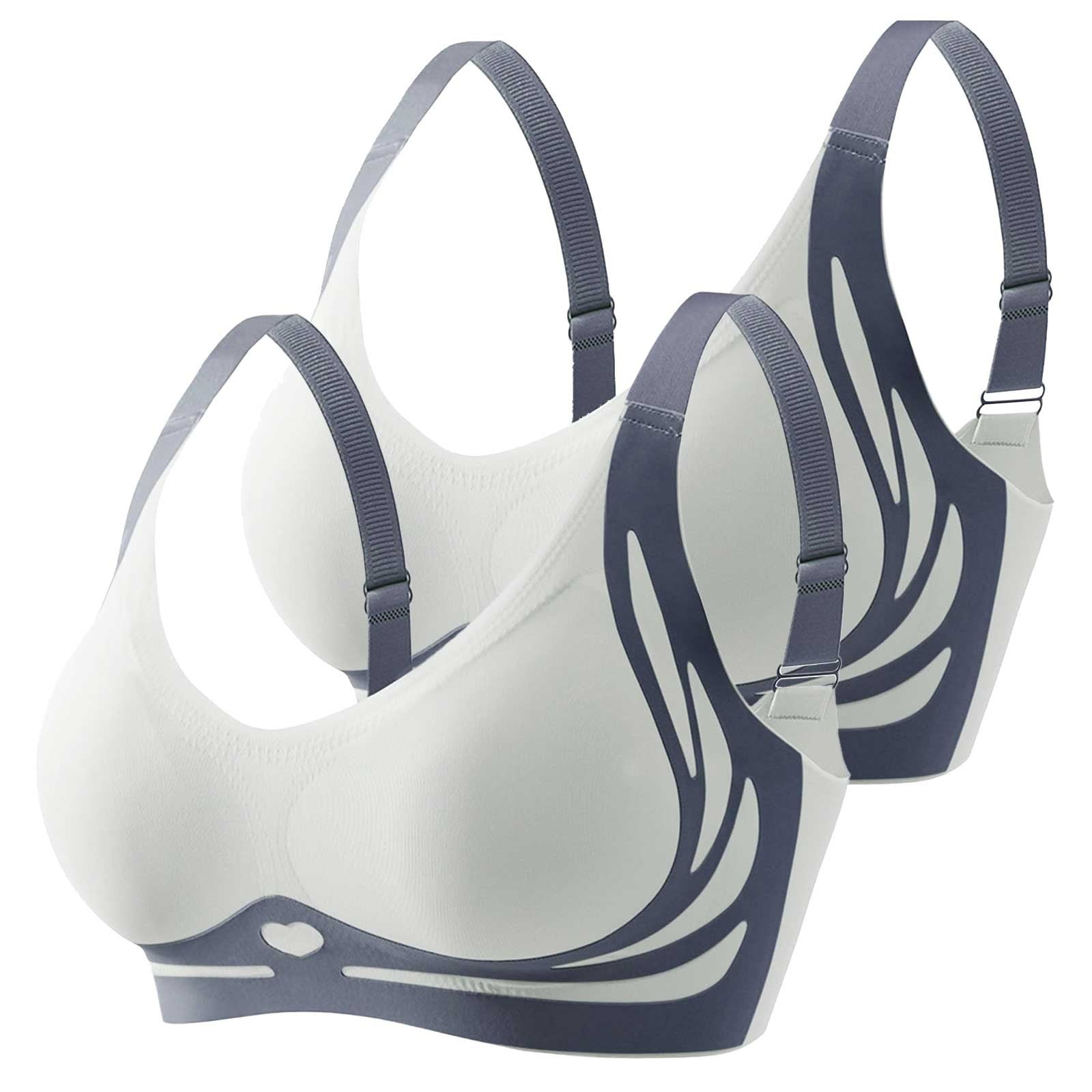 2 Pack Bras for Women No Underwire Soft Supportive Comfortable Seamless Wireless Push Up Deep V ...