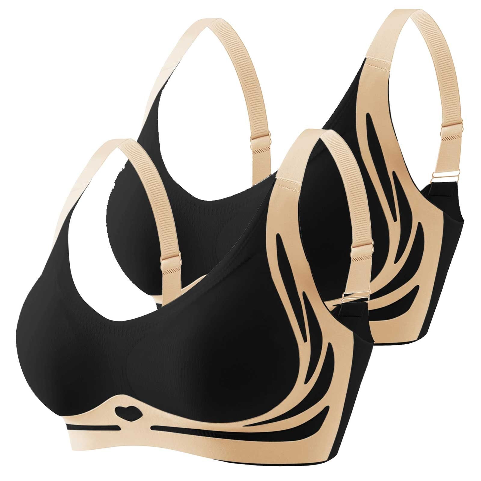 2 Pack Bras for Women No Underwire Soft Supportive Comfortable Seamless Wireless Push Up Deep V ...
