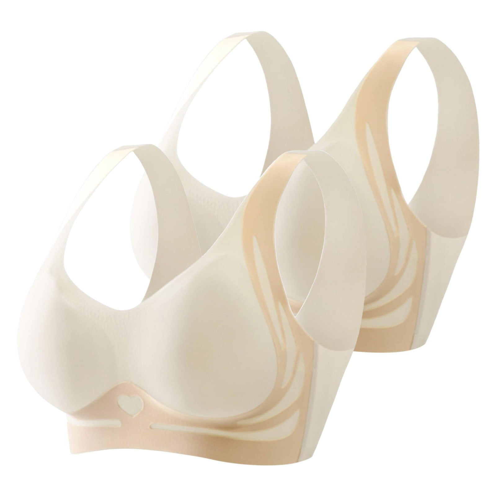 2 Pack Bras for Women No Underwire Soft Supportive Comfortable Seamless Wireless Push Up Deep V ...