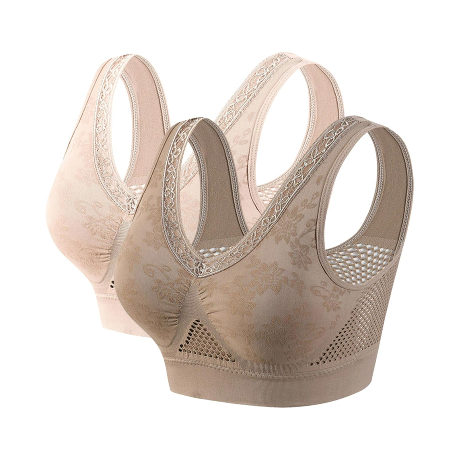 2 Pack Bras for Older Women No Underwire Push Up Breathable Everyday ...