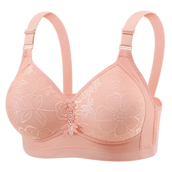 2 Pack Bras for Women Lace Flower No Underwire Three Four Button Sponge ...