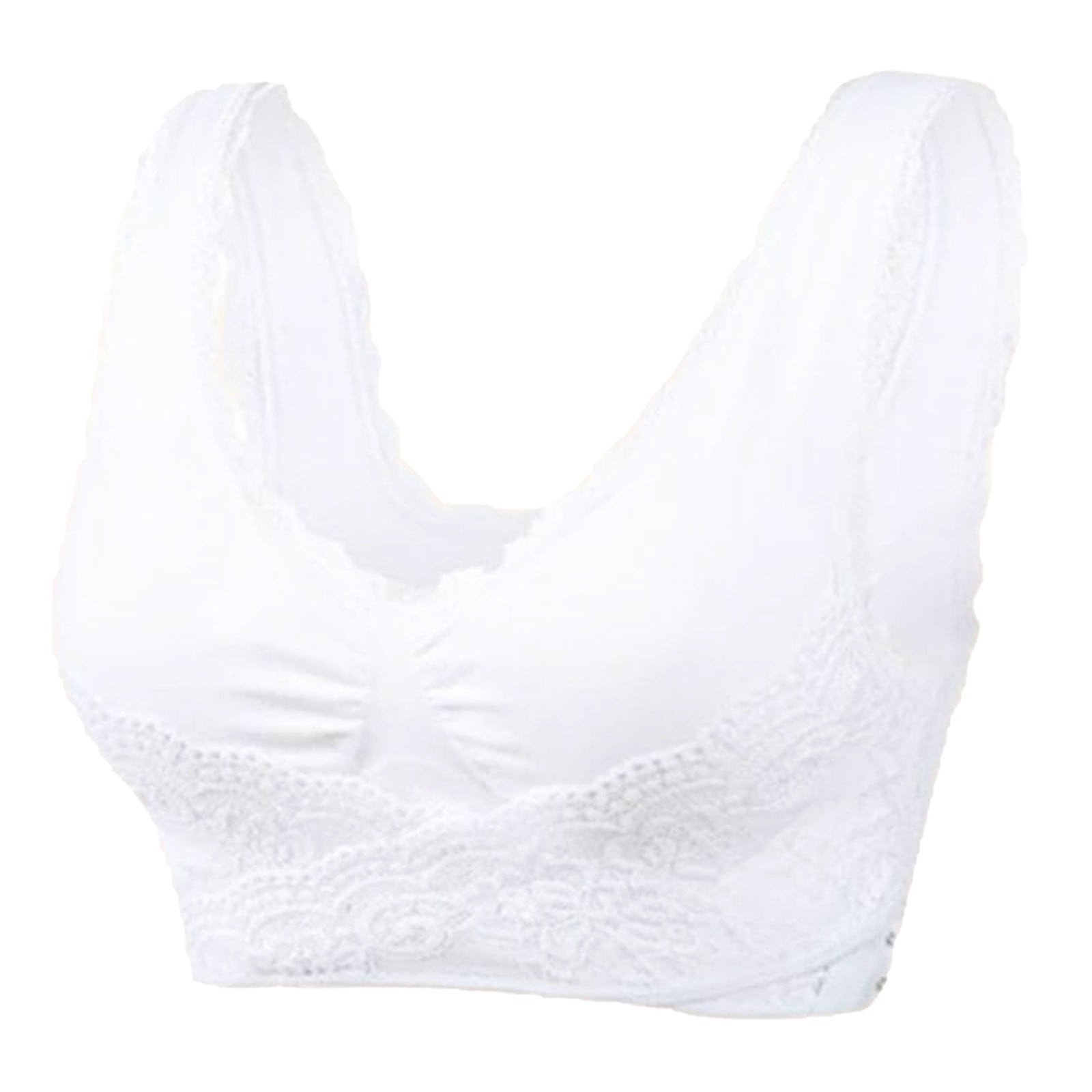 2 Pack Bras for Women No Underwire Cross Front Lace Edge Seamless Light ...