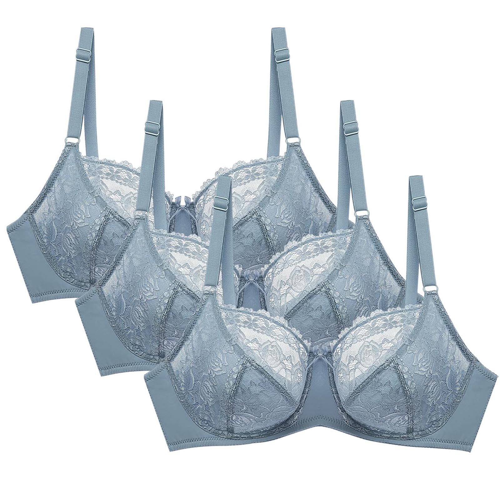 2 Pack Bras for Women Underwire Floral Lace Push Up Bra Adjustable ...