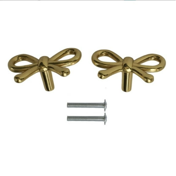 2-pack brass creative bow drawer bedside table storage cabinet handles ...