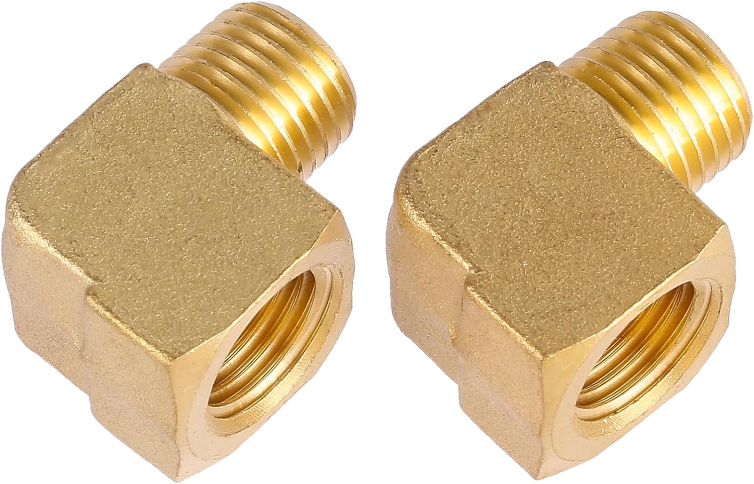 2 Pack Brass Fitting,1/4" NPT Male Pipe to 1/4" NPT Female Pipe, 90 Degree Barstock Street Elbow ...