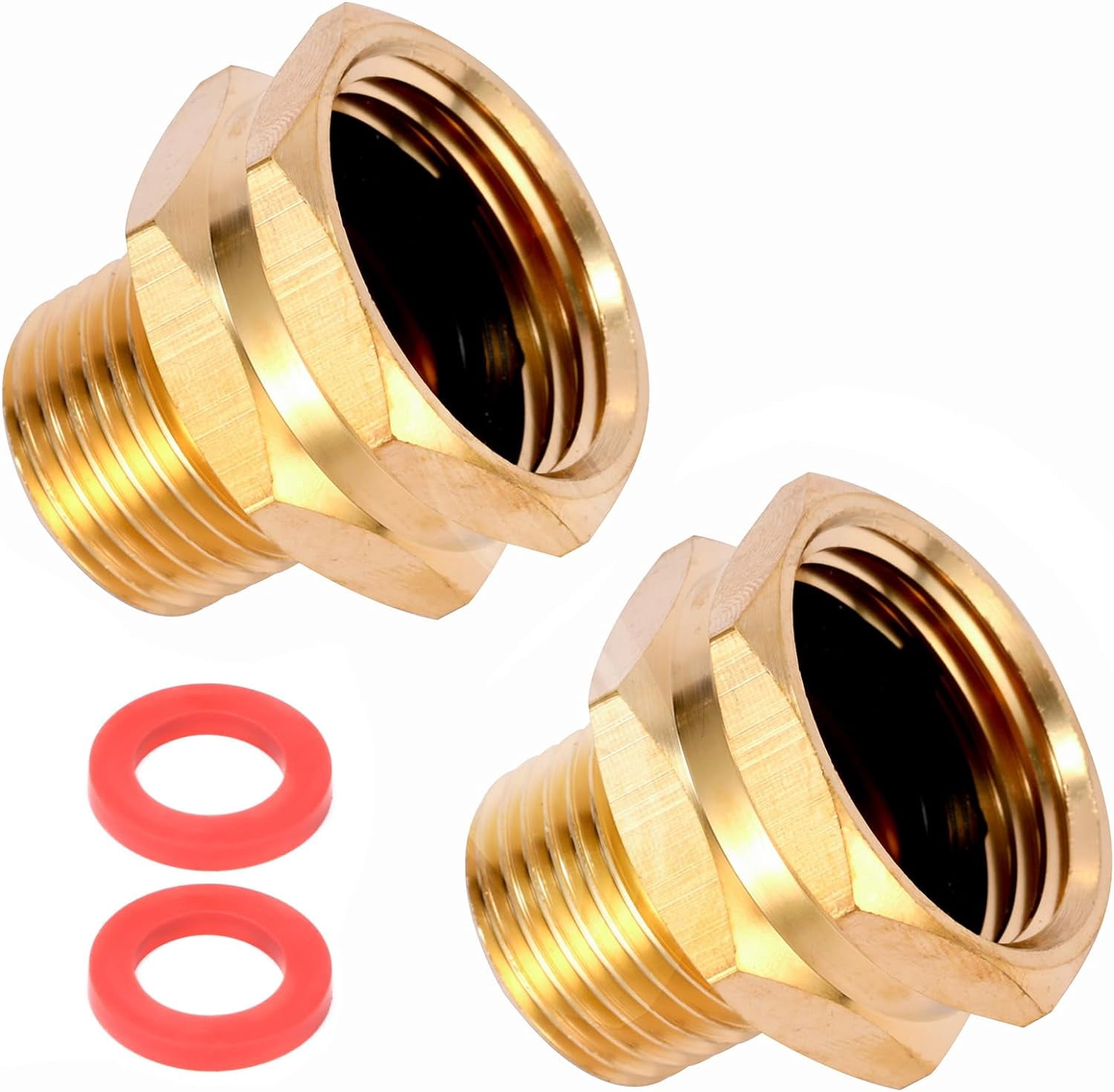 2 Pack Brass Garden Hose Adapter, 3/4" GHT Female x 1/2" NPT Male ...